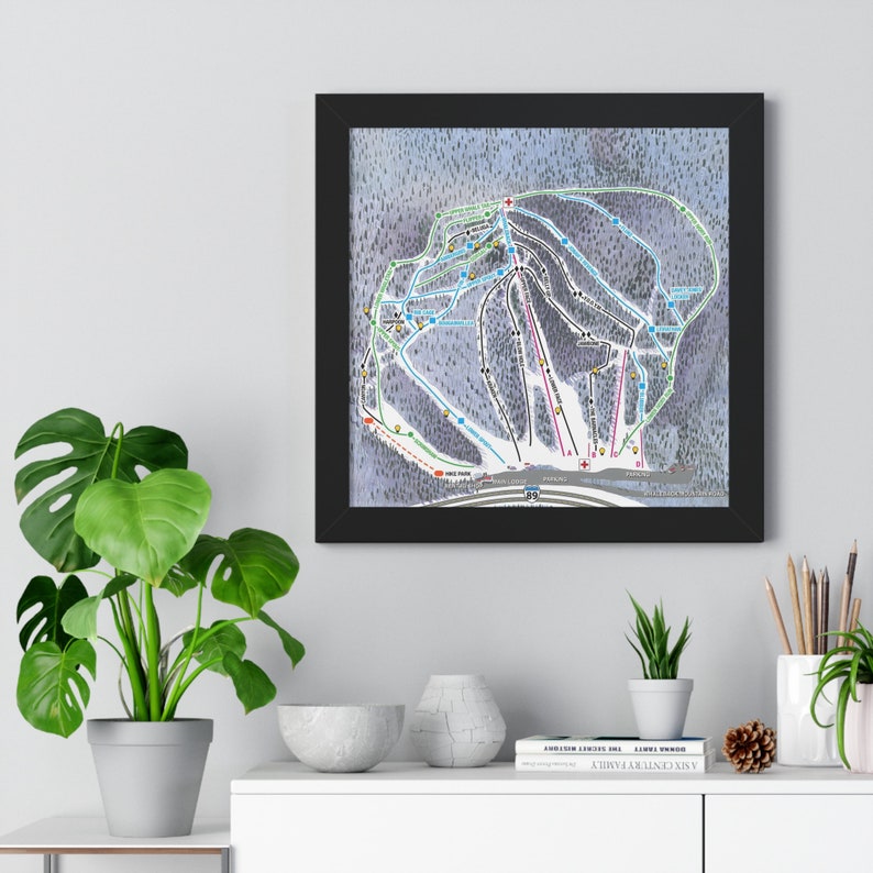 Whaleback Mountain Trail Map New Hampshire Ski Resort Framed Poster - Etsy