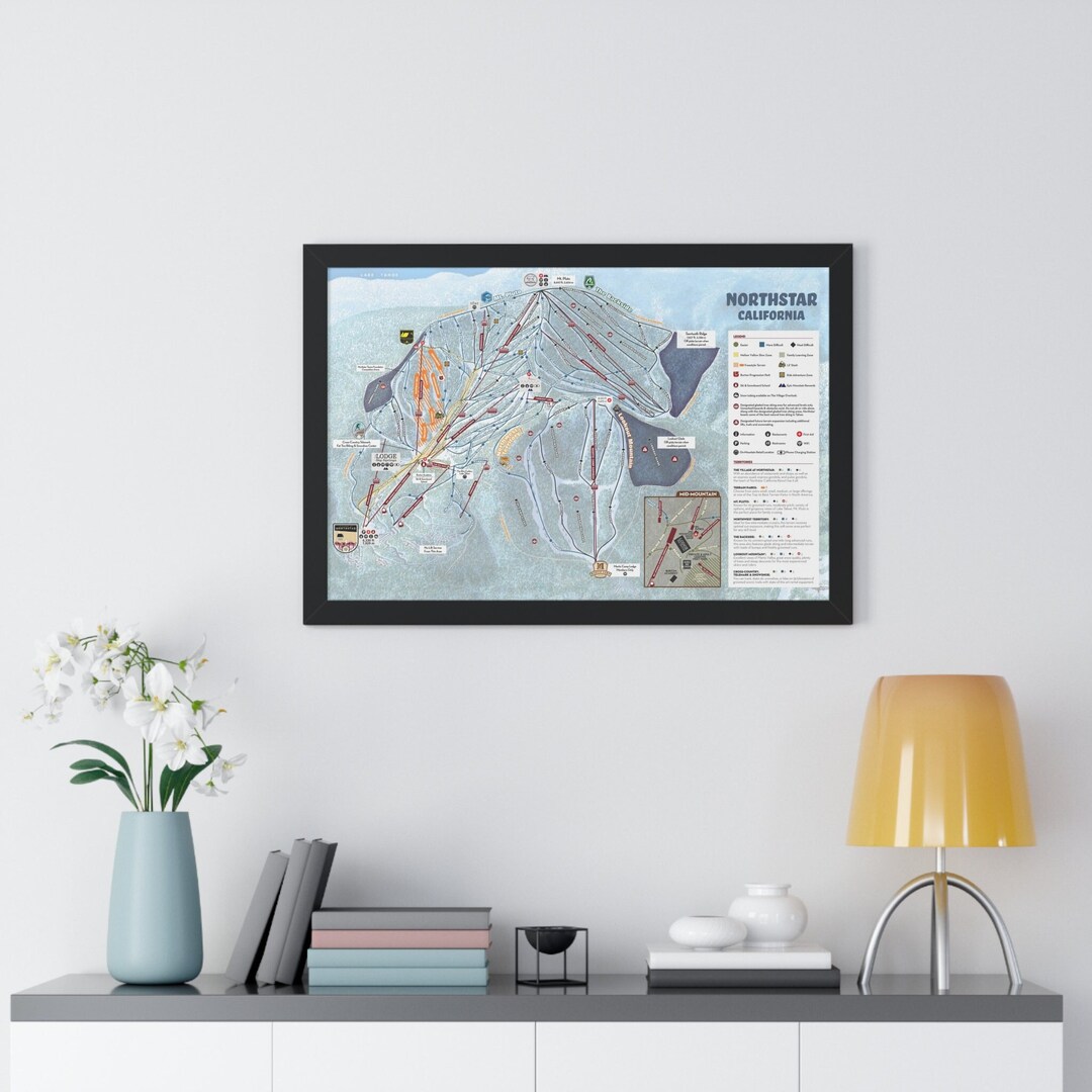 Northstar California Trail Map Ski Resort Framed Poster - Etsy