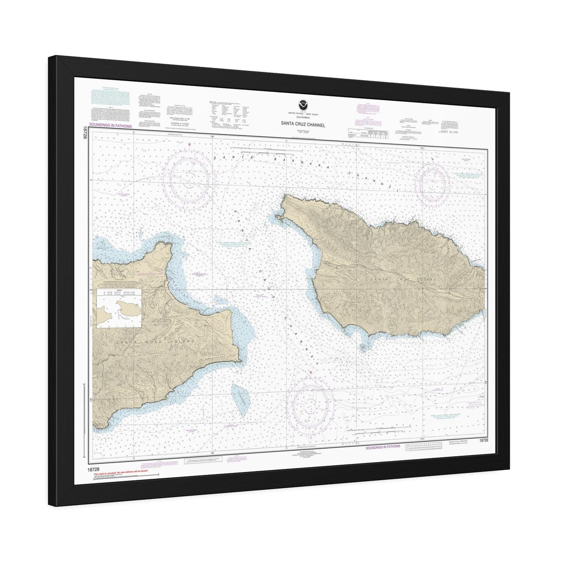 Santa Cruz Channel Santa Rosa and Santa Cruz Island California Nautical ...