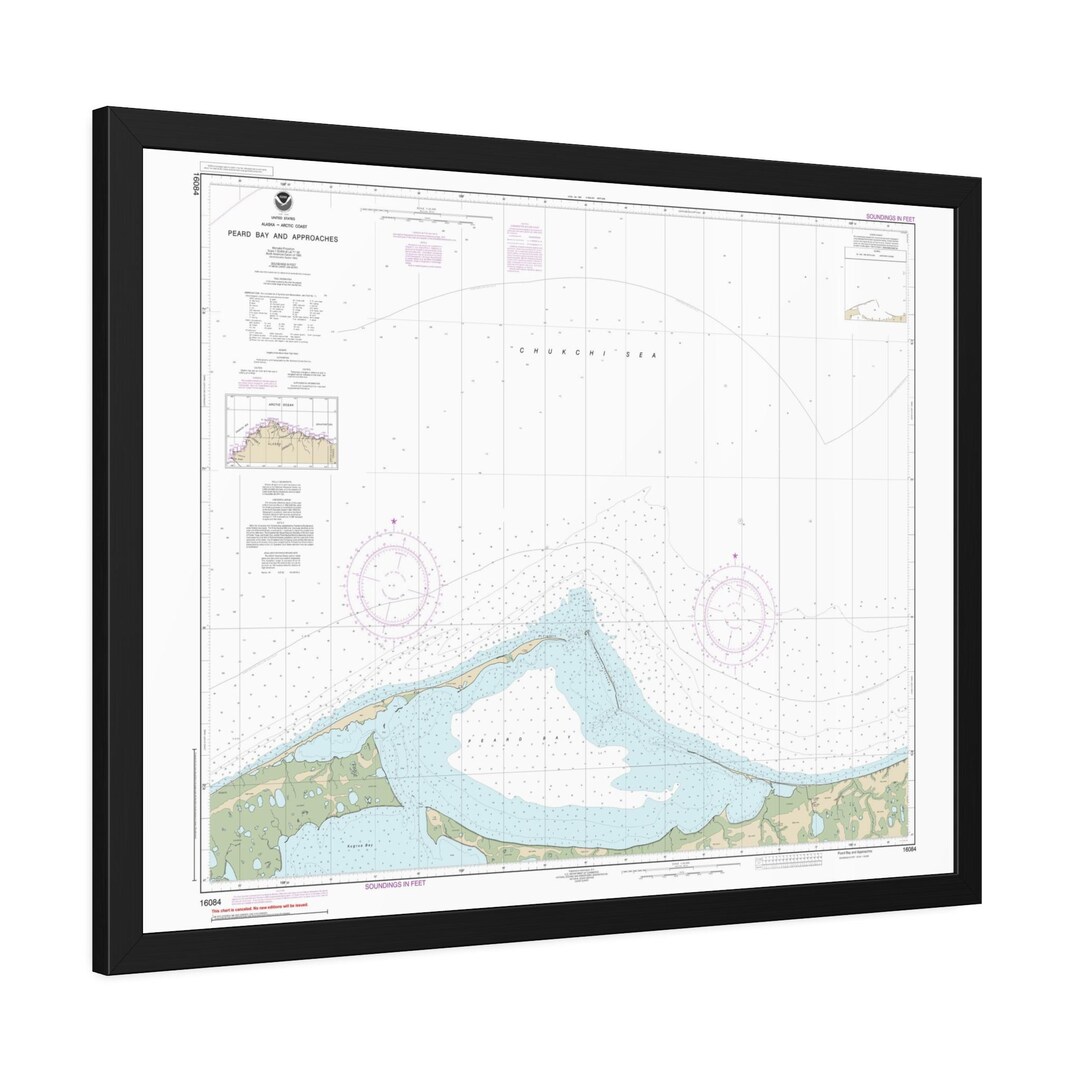 Peard Bay Arctic Coast Alaska Nautical Chart Sailing Map Framed Poster ...