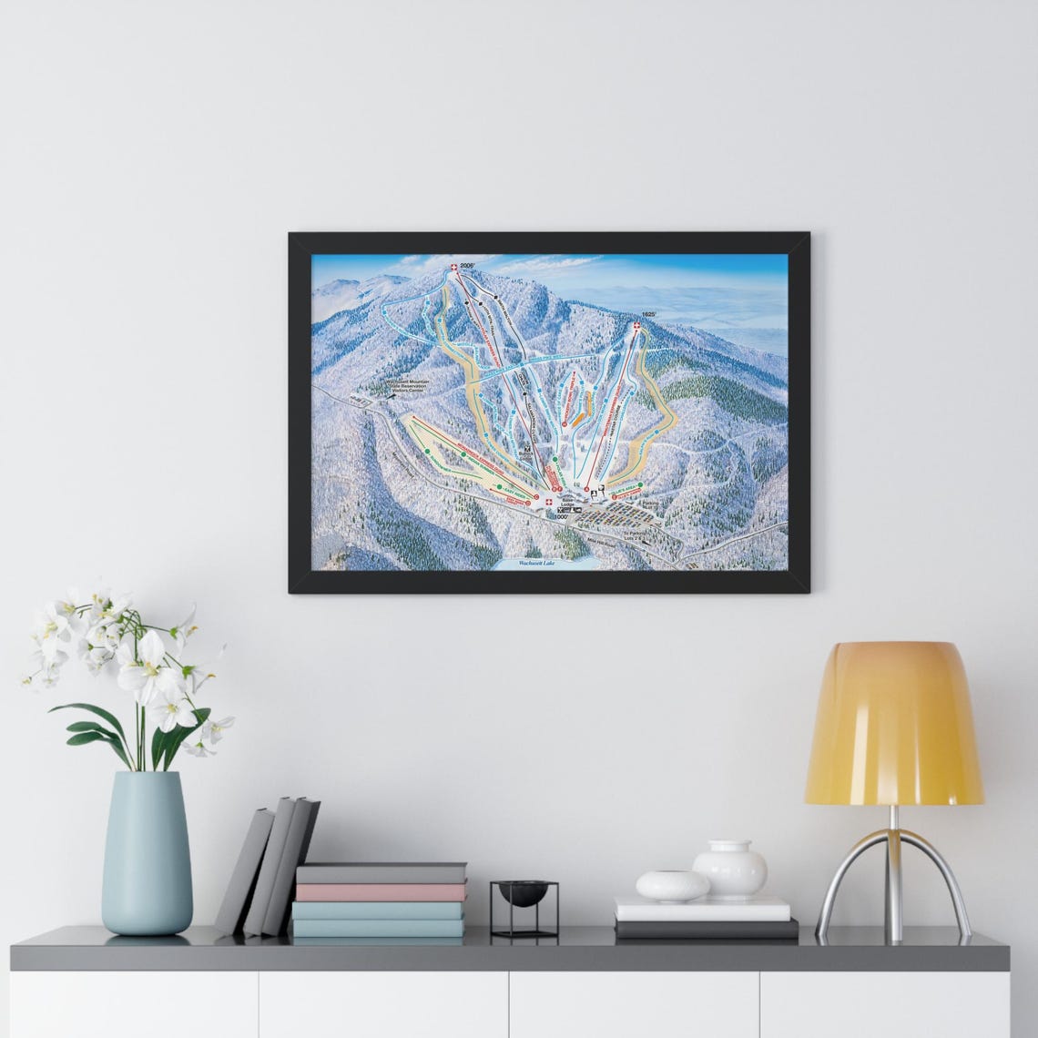 Wachusett Mountain Trail Map Massachusetts Ski Resort Framed Poster - Etsy