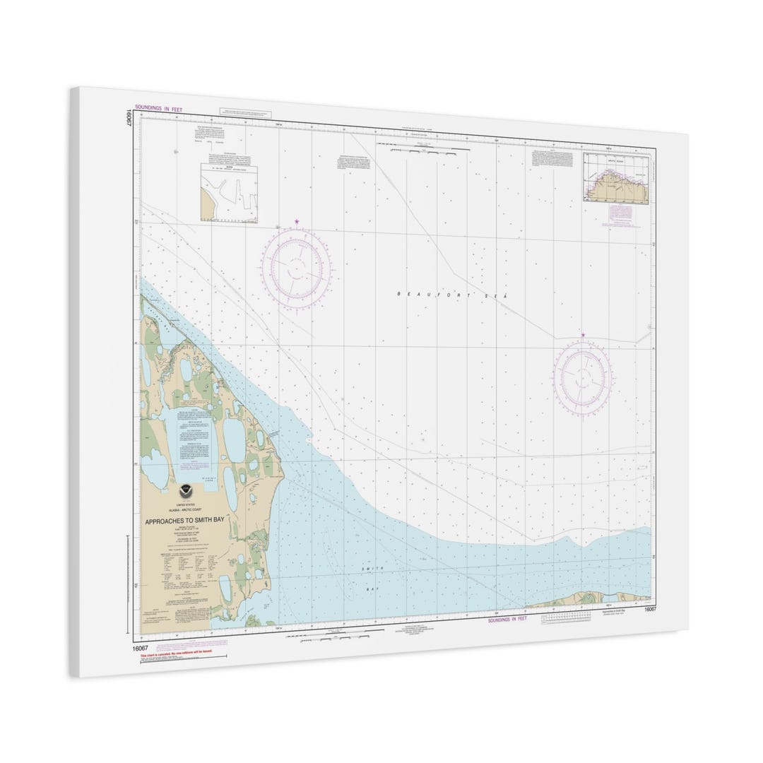 Smith Bay Arctic Coast Alaska Nautical Chart Sailing Map 3-D Canvas ...