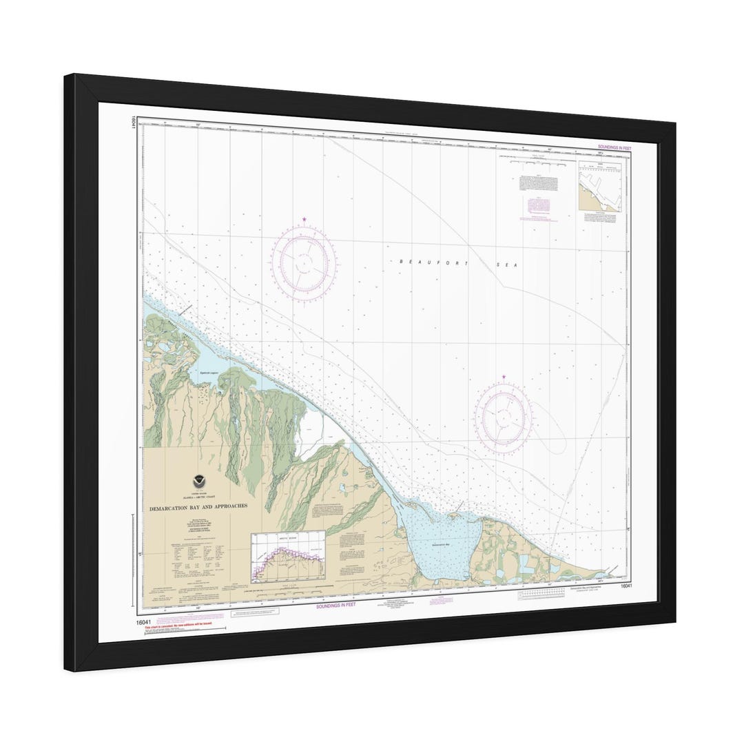Demarcation Bay Arctic Coast Alaska Nautical Chart Sailing Map Framed ...