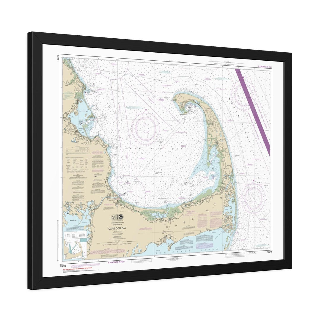 Cape Cod Bay Massachusetts Nautical Chart Sailing Map Framed Poster - Etsy