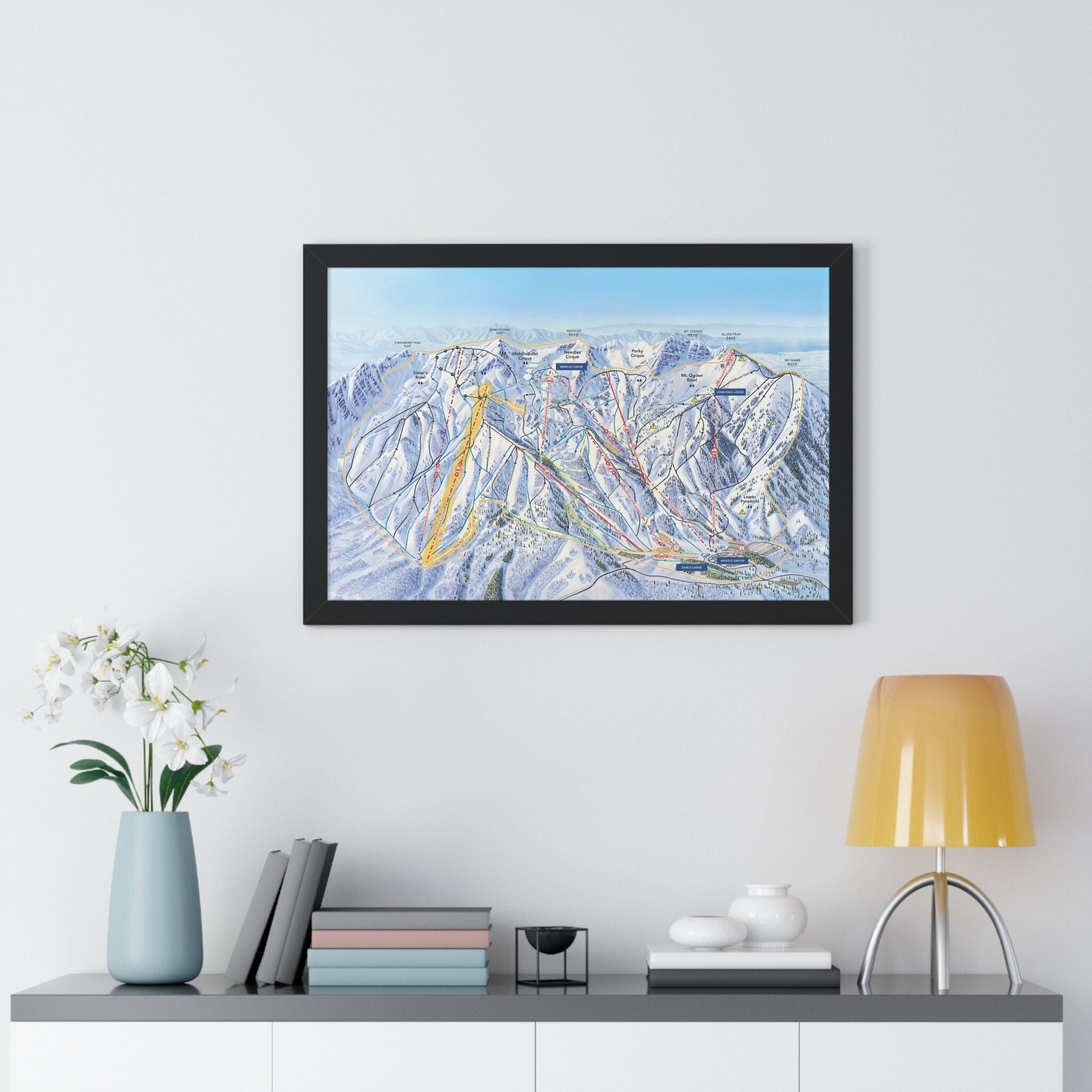 Snowbasin Trail Map Utah Ski Resort Framed Poster - Etsy