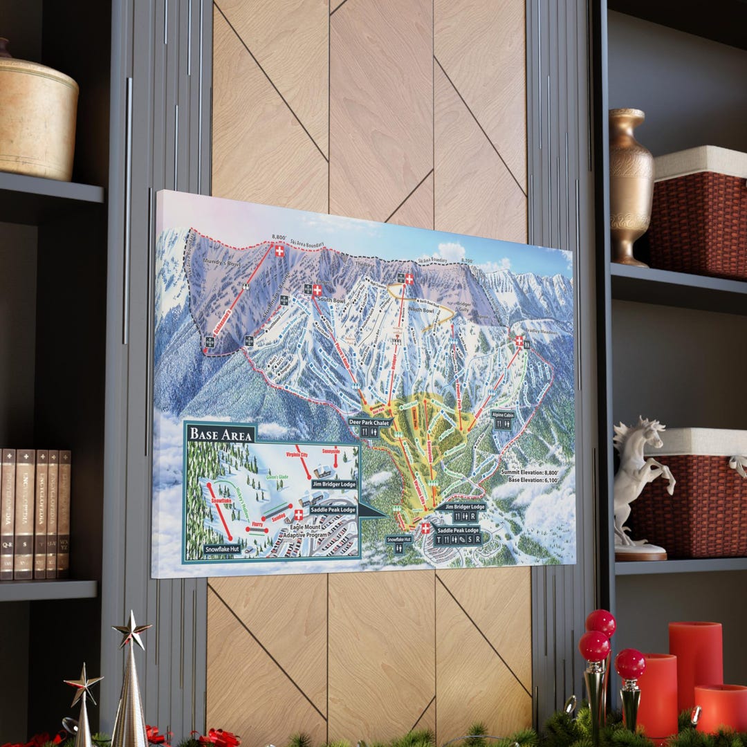 Bridger Bowl Montana Ski Trail Map 3-D Canvas Poster - Etsy