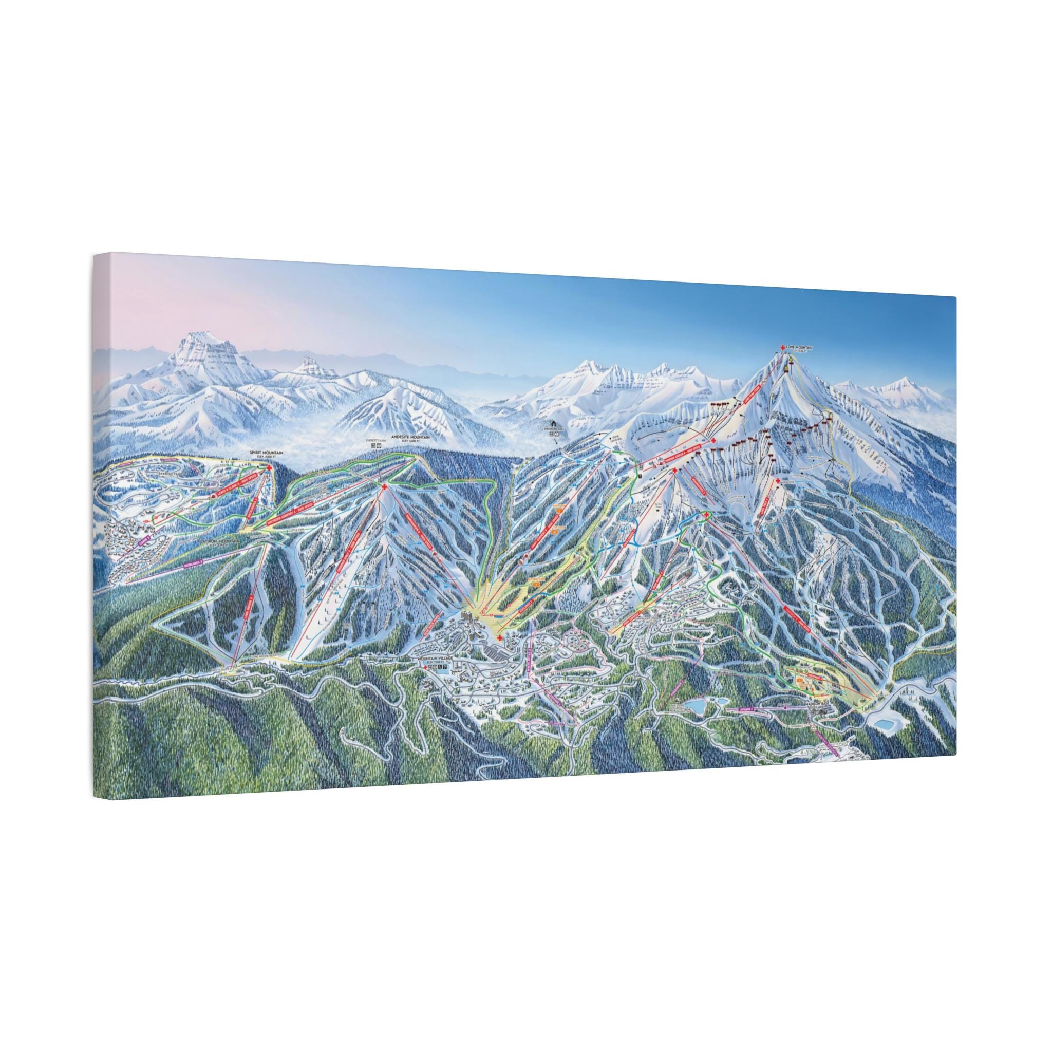 Big Sky Resort Ski Trail Map 3-D Canvas Poster Montana - Etsy