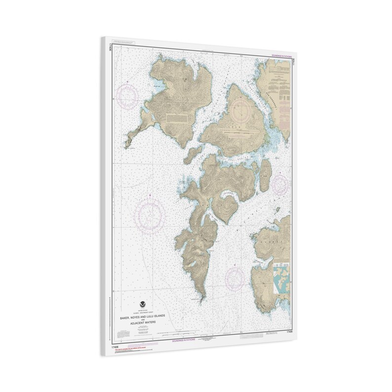 Baker Noyes and Lulu Island Alaska Nautical Chart Sailing Map 3-D ...