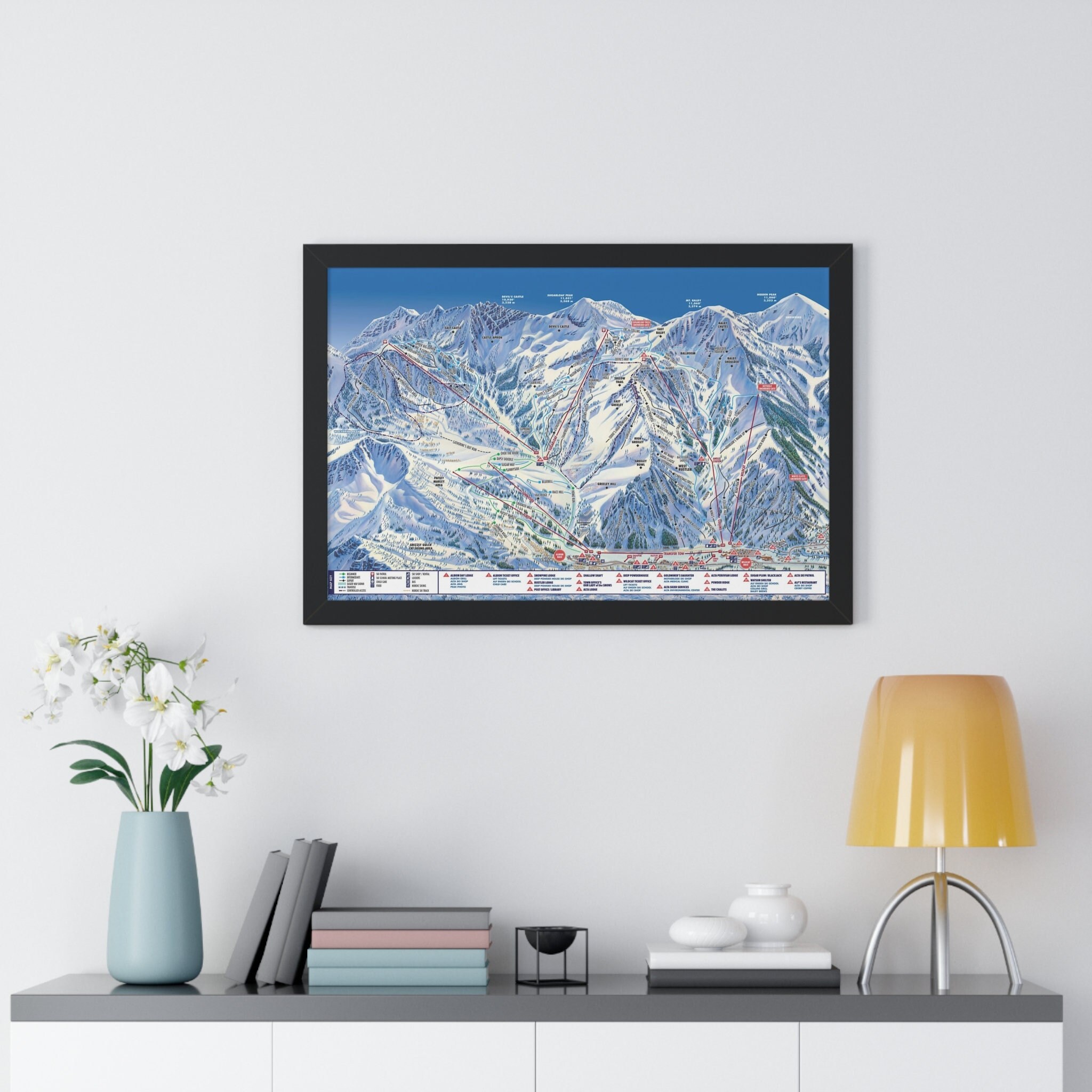 Alta Ski Area Utah Trail Map Framed Poster - Etsy