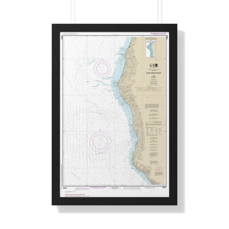 Cape Mendocino California Nautical Chart Sailing Map Framed Poster - Etsy