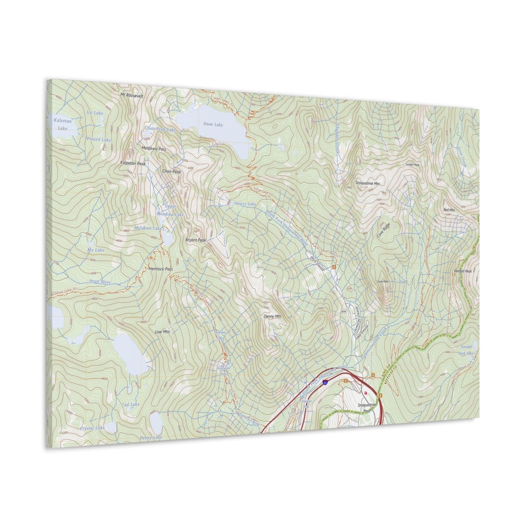 Alpental Snoqualmie Summit Washington Topographic Map 3-D Canvas Poster ...