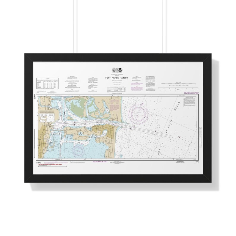 Fort Pierce Harbor Florida Nautical Map Sailing Chart Framed Poster - Etsy
