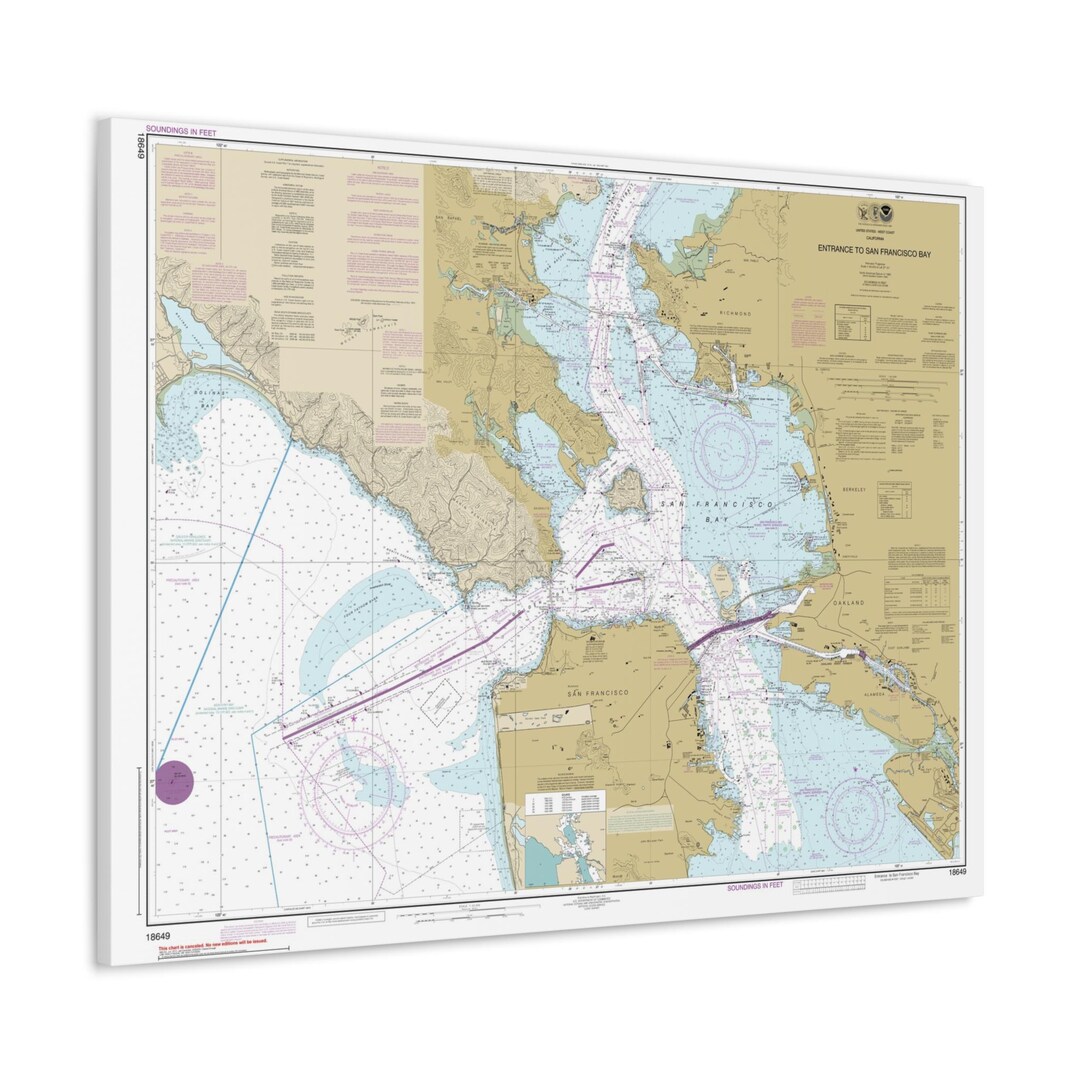 San Francisco Bay Entrance California Nautical Map Sailing Chart 3-D ...
