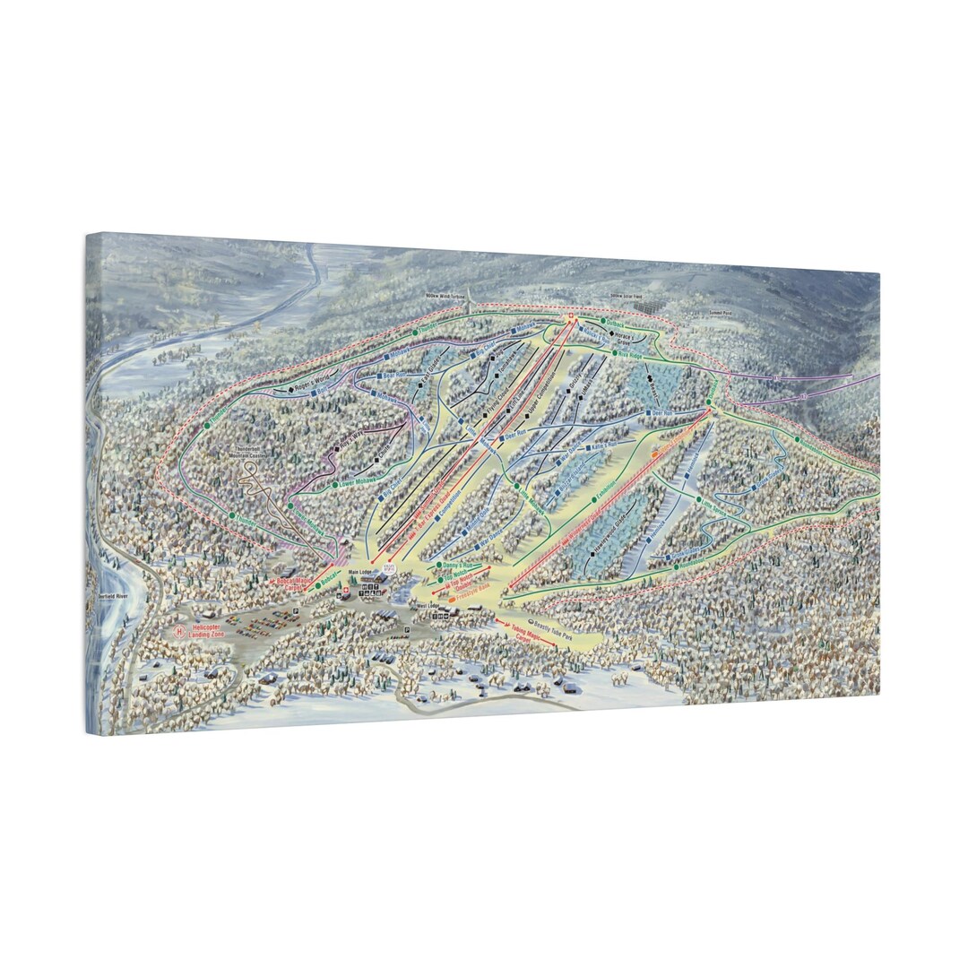 Berkshire East Ski Trail Map 3-D Canvas Poster Massachusetts - Etsy
