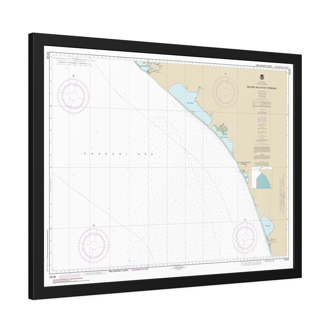 Delong Mountain Terminal Alaska Nautical Chart Sailing Map Framed ...