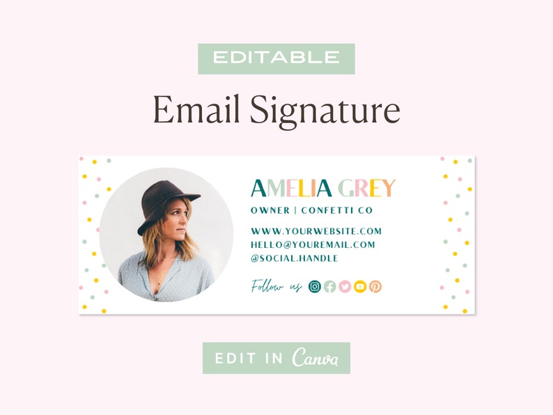 Editable Email Signature Email Signature Canva Colorful - Etsy