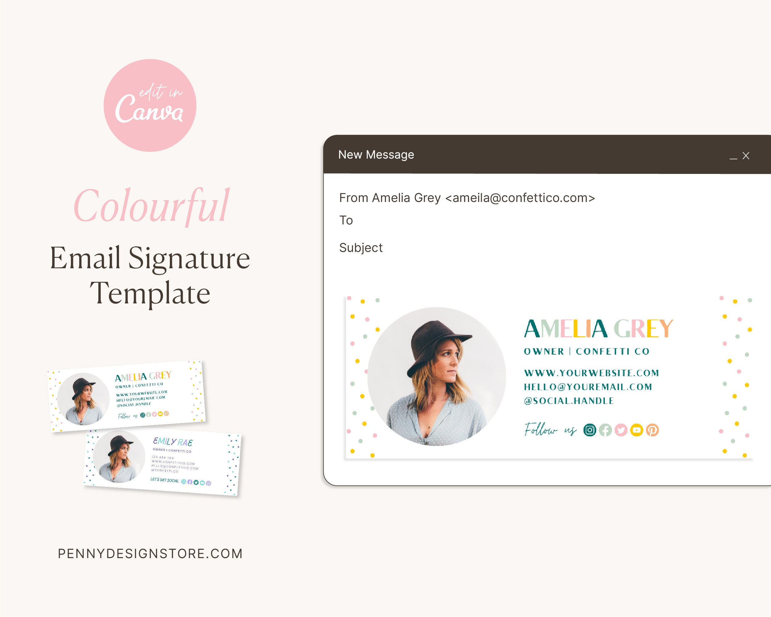 Editable Email Signature Email Signature Canva Colorful Happy Design ...