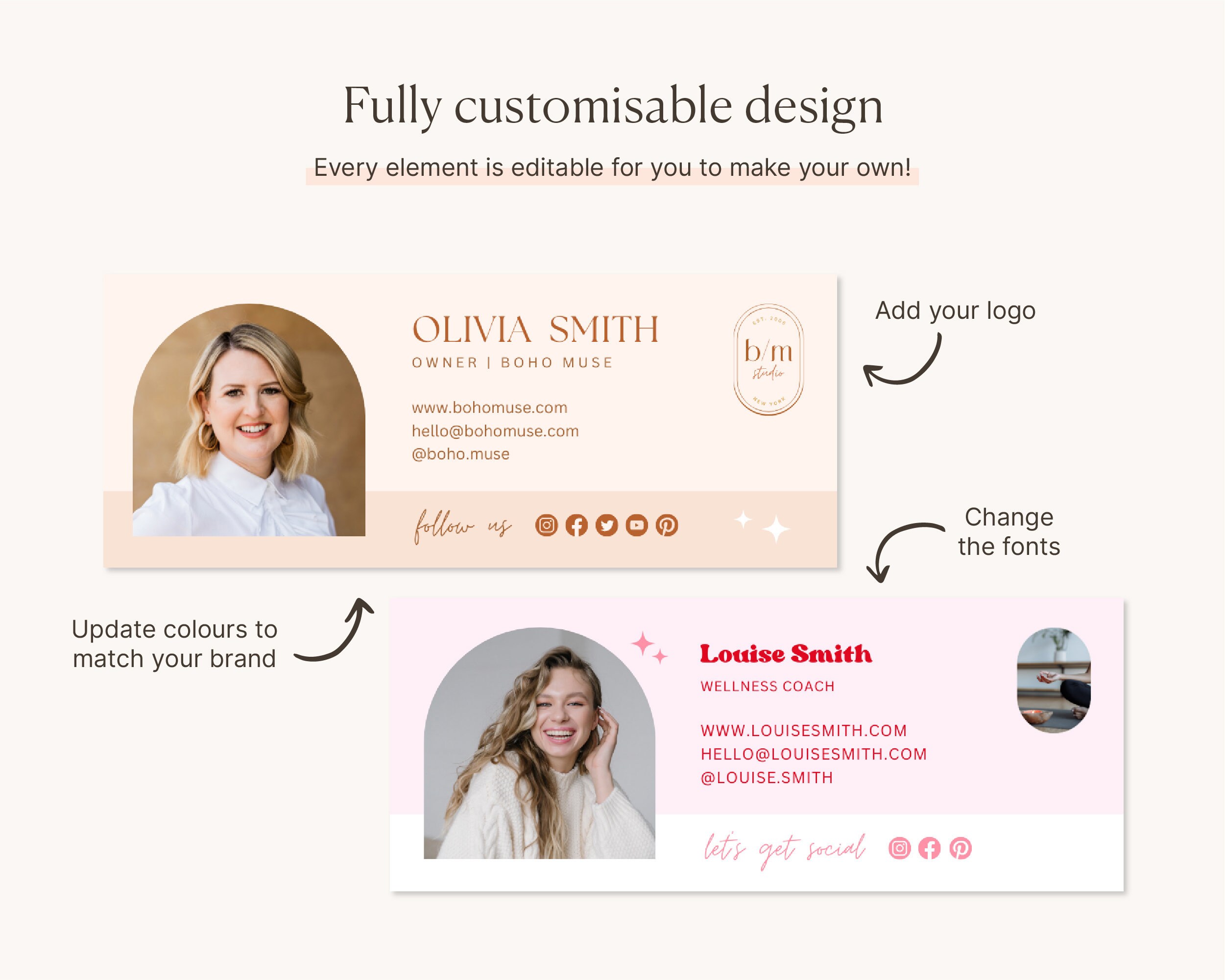 Editable Email Signature Email Signature Template Canva Boho Design ...