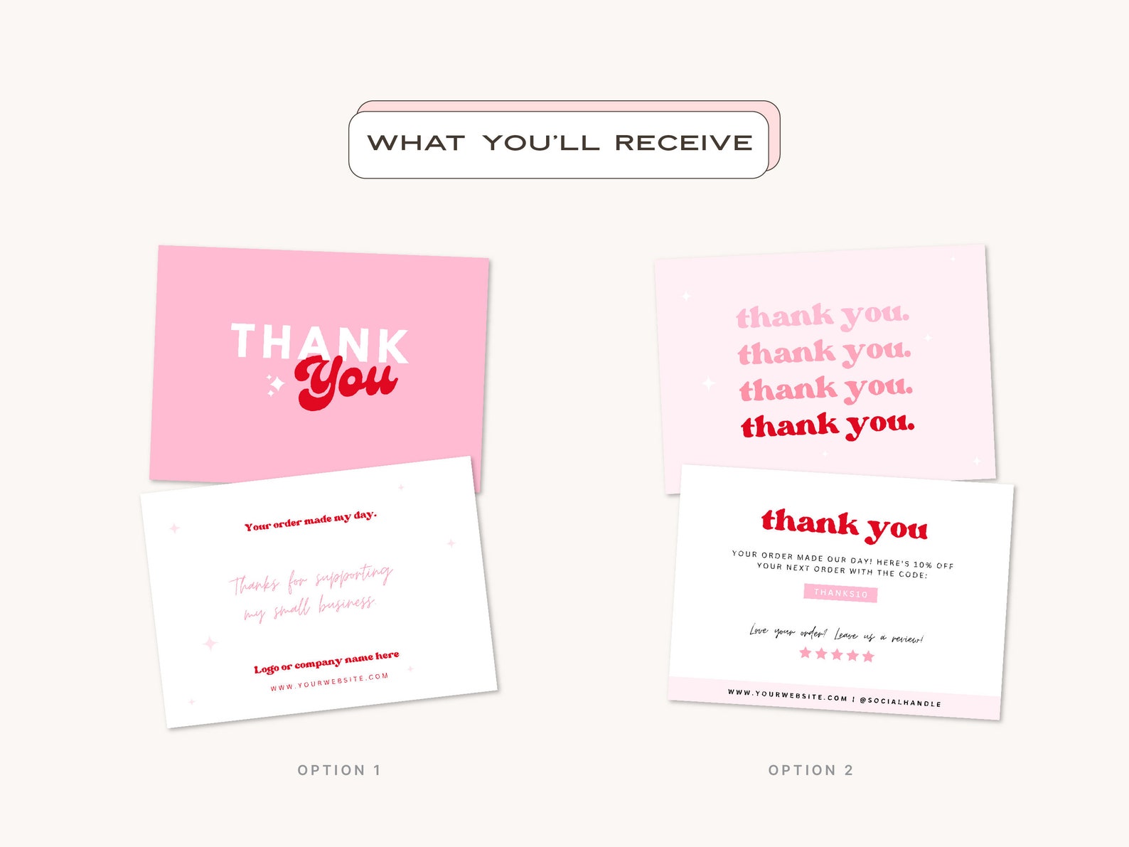 Retro Thank You Cards Template Thank You Card Small Business - Etsy