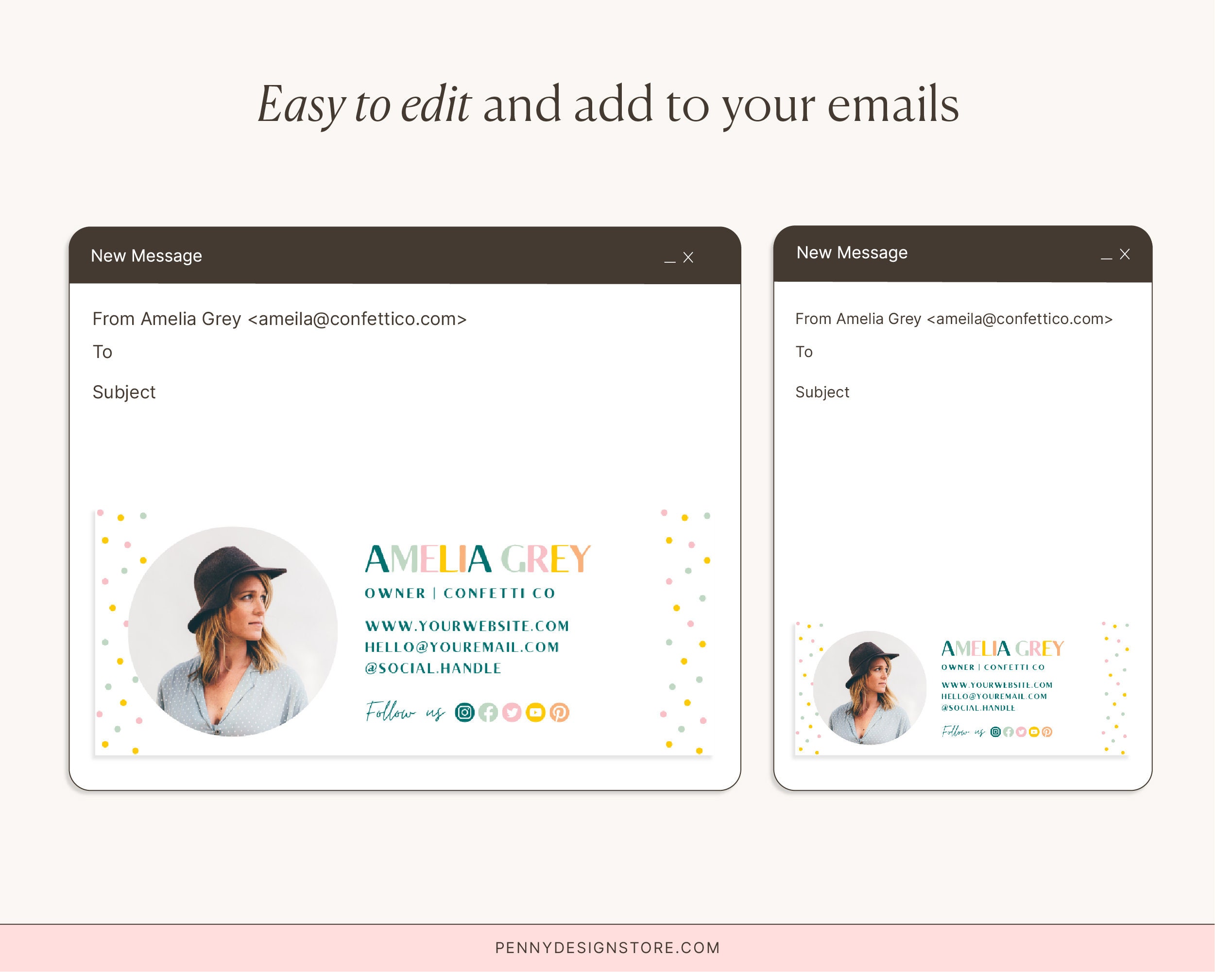Editable Email Signature Email Signature Canva Colorful Happy Design ...