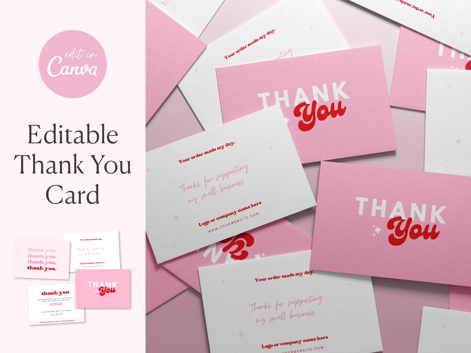 Retro Thank You Cards Template Thank You Card Small Business - Etsy