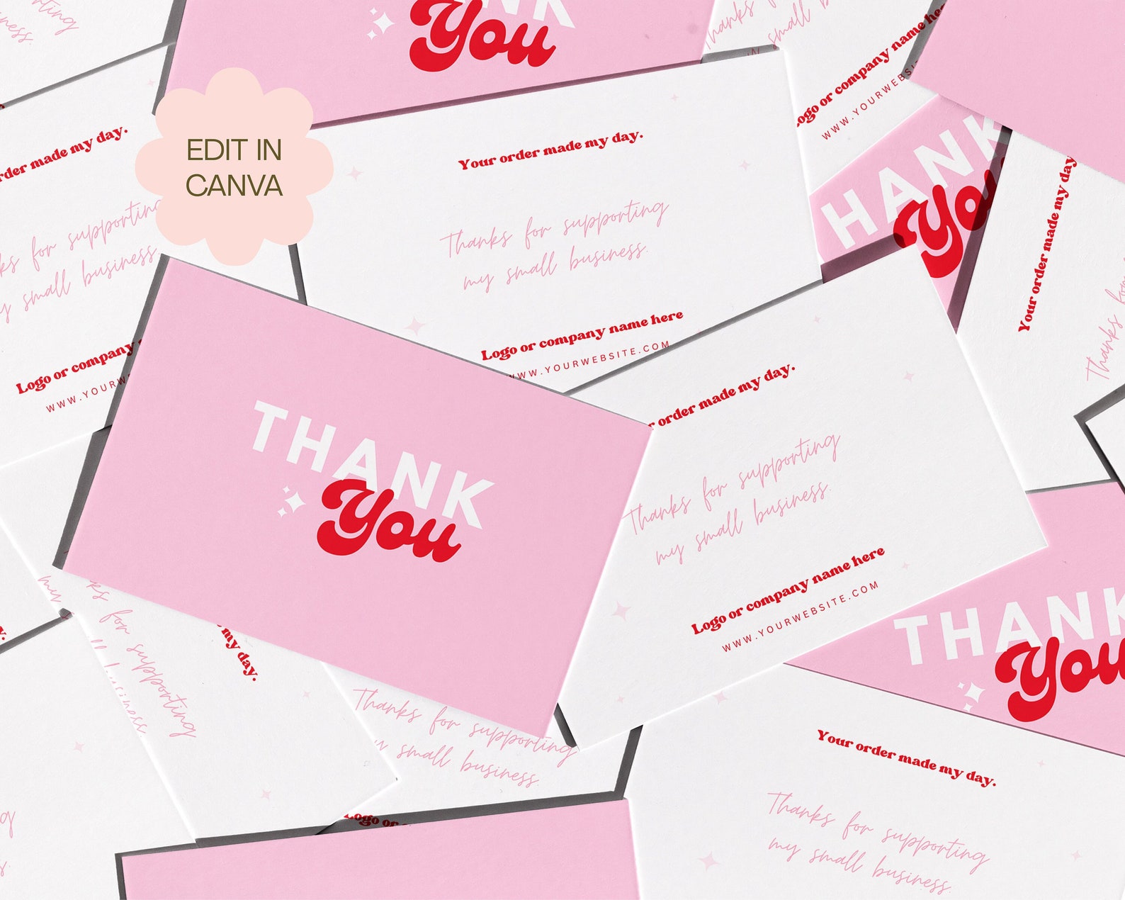 Retro Thank You Cards Template Thank You Card Small Business Thank You ...