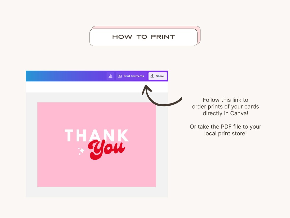 Retro Thank You Cards Template Thank You Card Small Business - Etsy