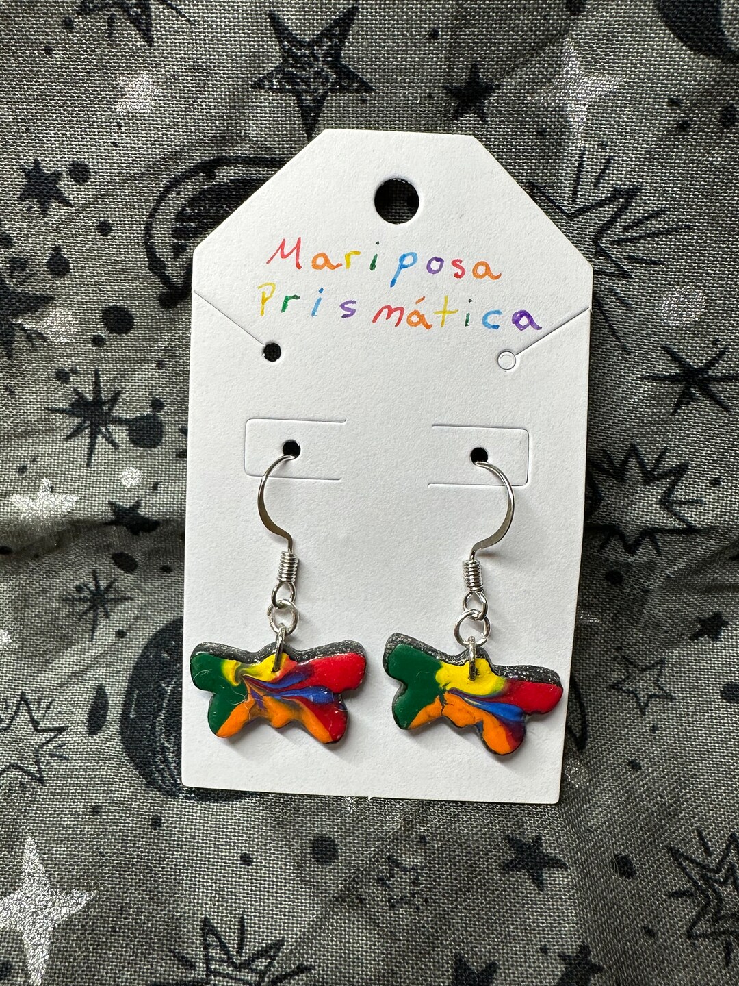 Rainbow Butterflies Dip-painted Earrings - Etsy