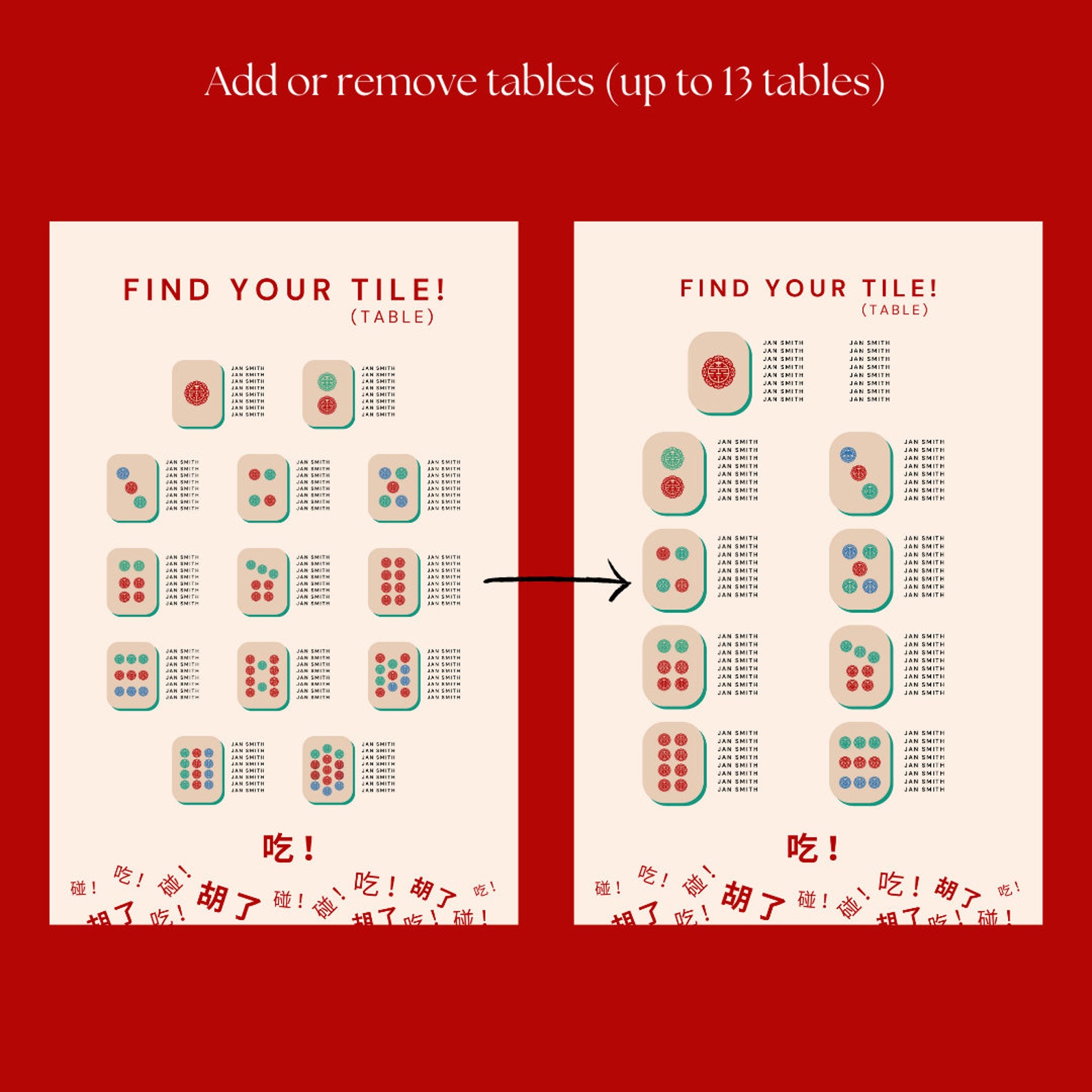 Modern Asian Wedding Seating Chart & Table Numbers Editable Template ...