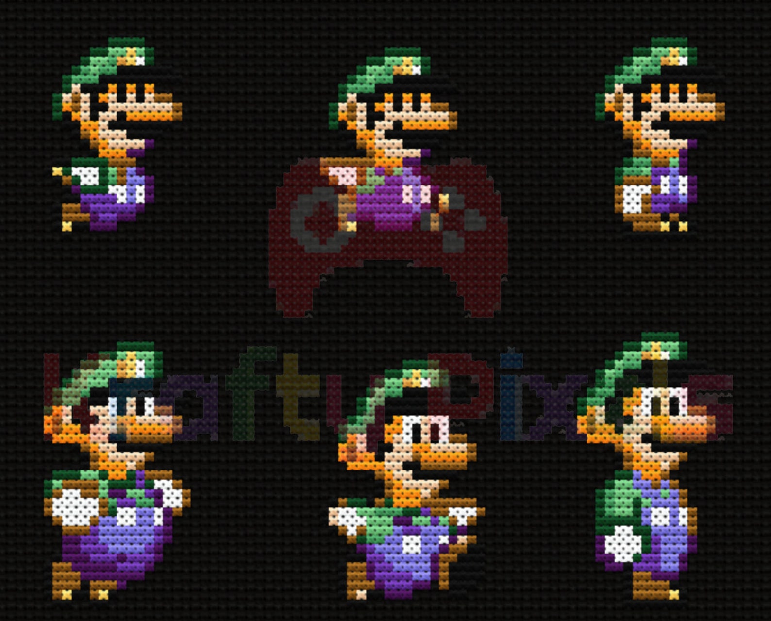 Super Mario World (1991) Luigi Sprites Cross Stitch Patterns (30 ...