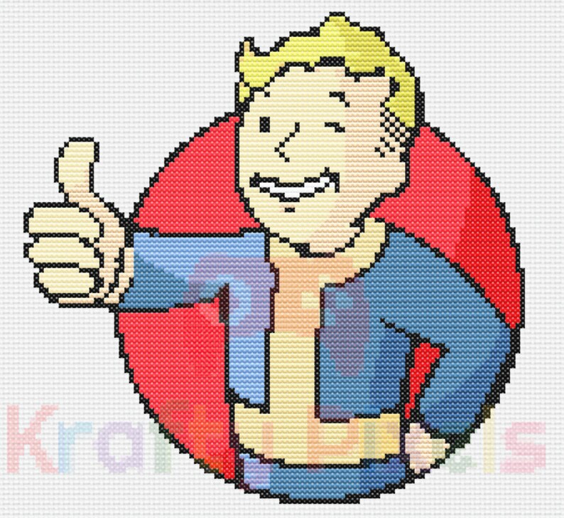 Fallout Vault Boy Cross Stitch Pattern PDF Download - Etsy