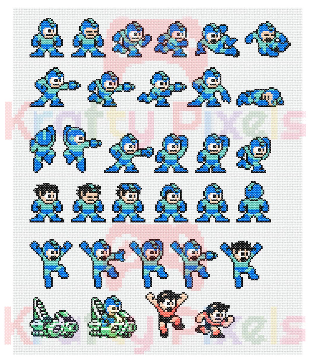 Mega Man 1987 Mega Man Sprites Cross Stitch Patterns 32 Designs PDF ...