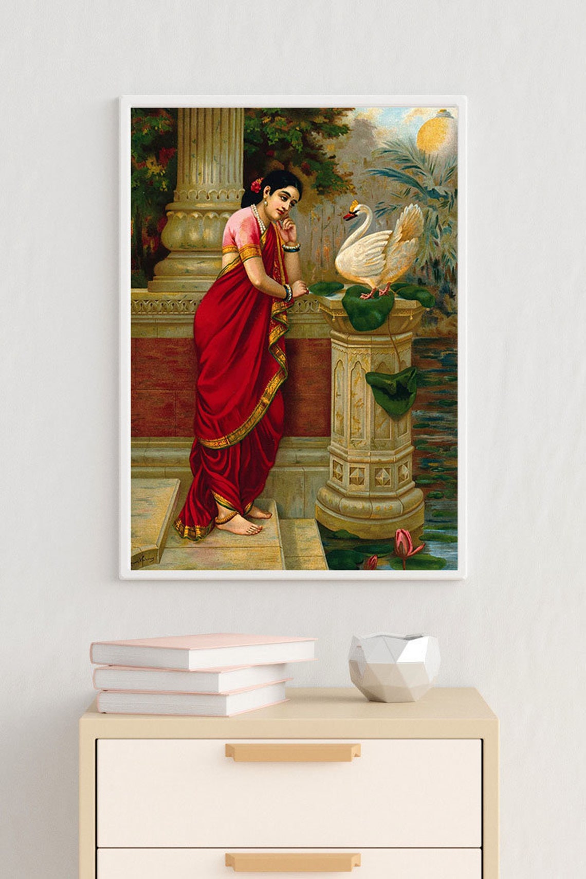Set of 3 Indian Vintage Paintings by Raja Ravi Varma Radha in the ...