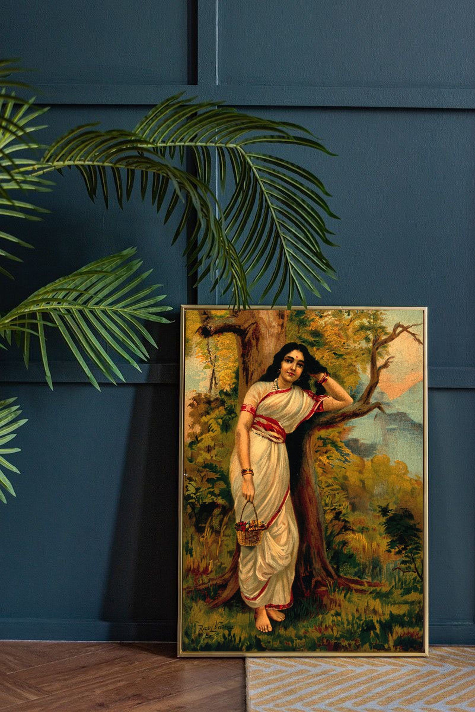 Set of 3 Indian Vintage Paintings by Raja Ravi Varma Radha in the ...