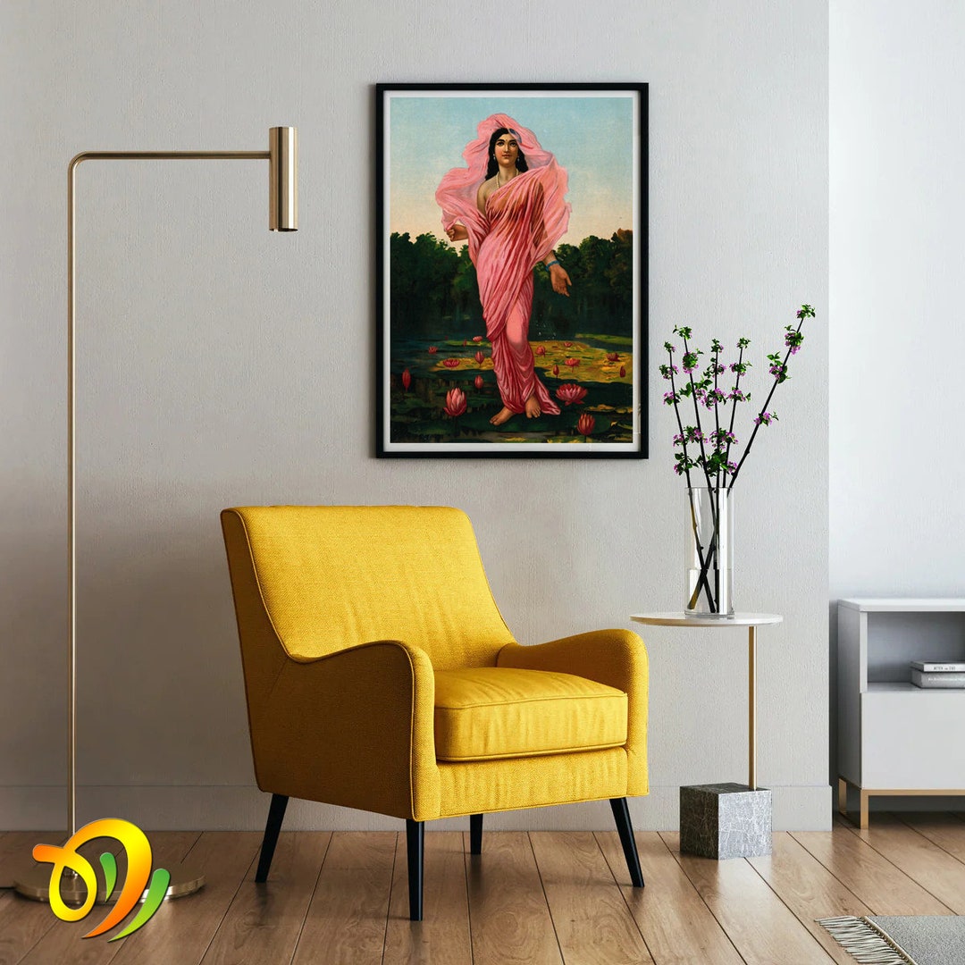 Raja Ravi Varma Painting Padmini the Lotus Lady Indian Art - Etsy