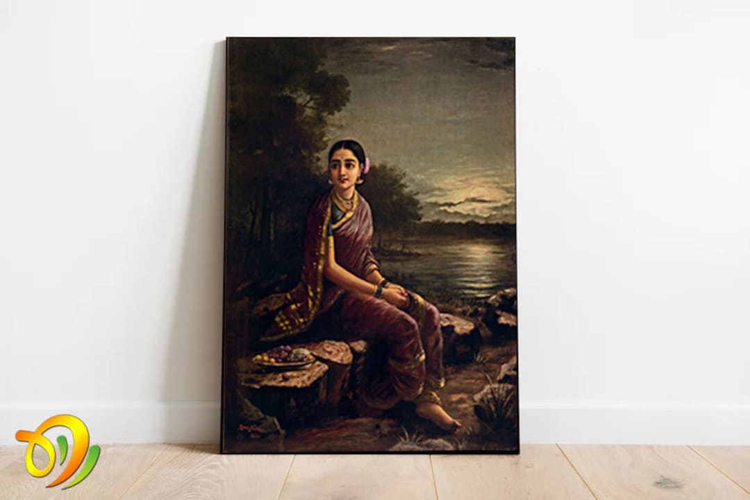 Raja Ravi Varma Radha in the Moonlight Painting Downloadable Digital ...