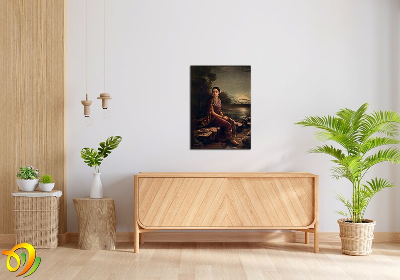 Raja Ravi Varma Radha in the Moonlight Painting Downloadable Digital ...