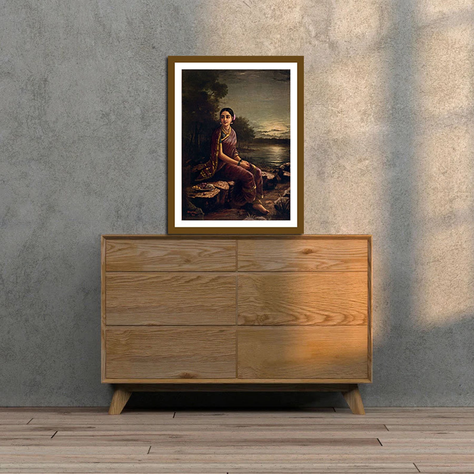 Set of 3 Indian Vintage Paintings by Raja Ravi Varma Radha in the ...