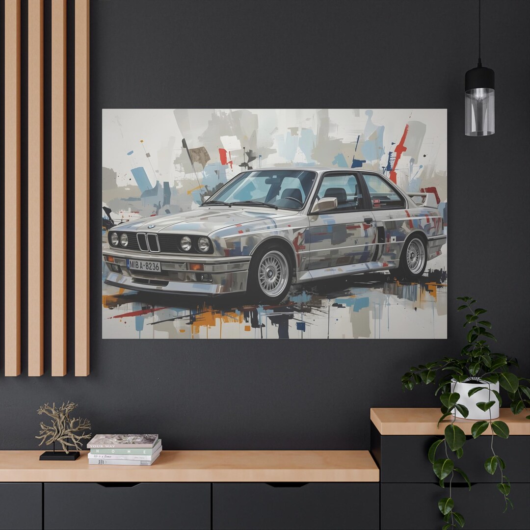 BMW E30 Canvas, Car Wall Art for Racing Fans - Classic BWM Model E30 ...