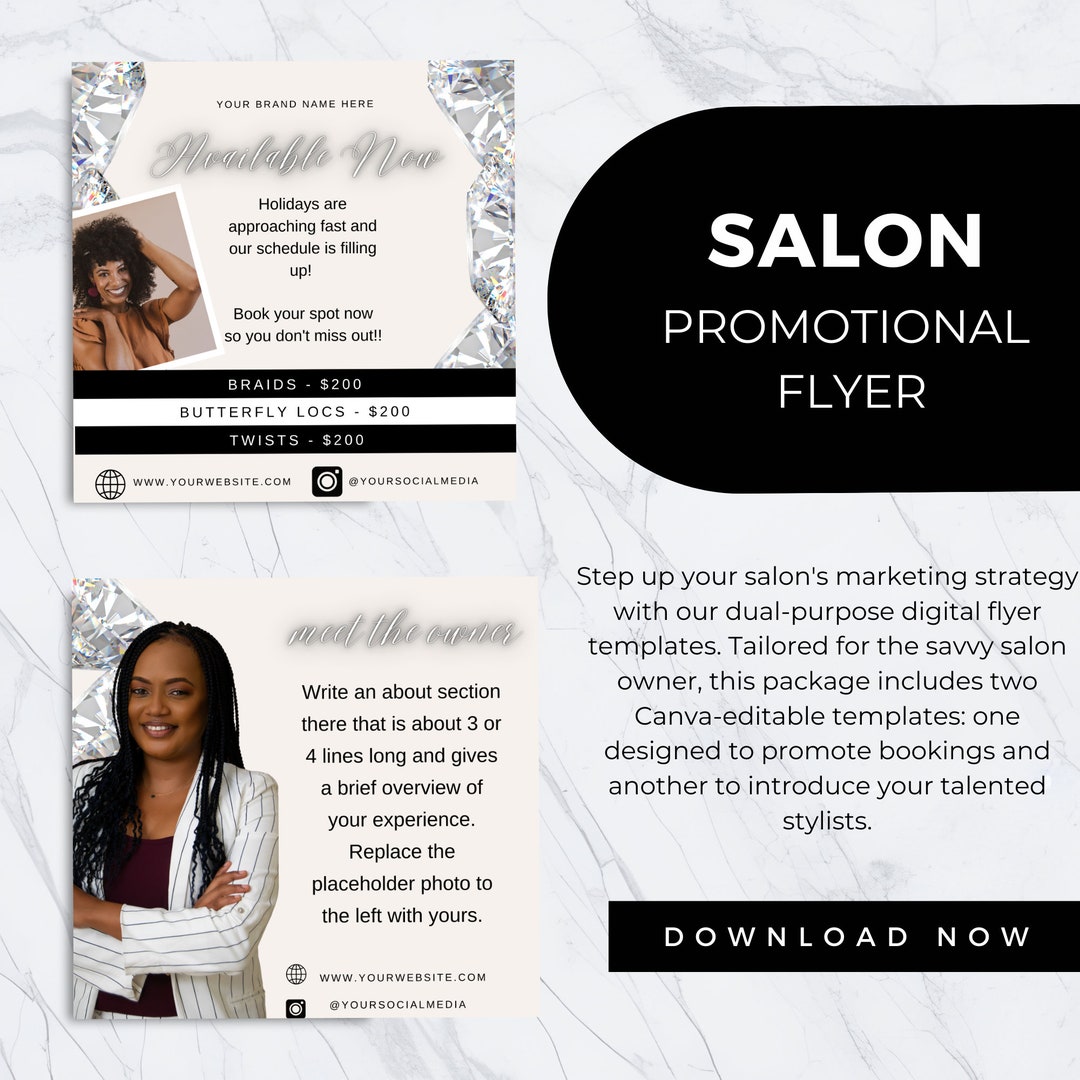 Salon Promotional Flyer Templates INSTANT DOWNLOAD Social Media Hair ...
