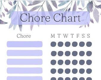 Printable Kids Chore Chart Purple - Children's Daily Routine - Purple ...