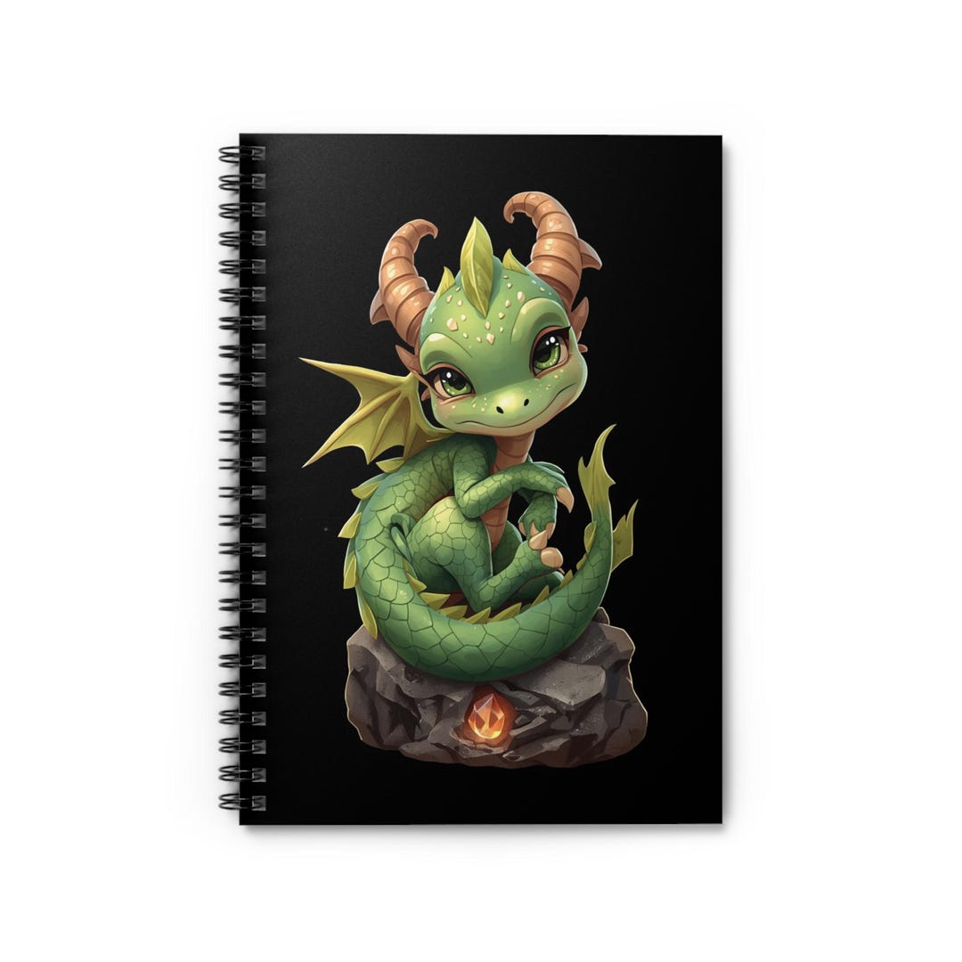 Green Dragon Spiral Notebook | Fantasy Art Ruled Journal - Etsy