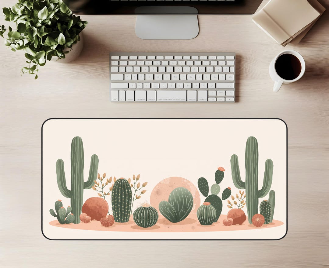 XL Cactus Desk Mat, Desert Boho Workspace Decor, XL Mouse Pad ...