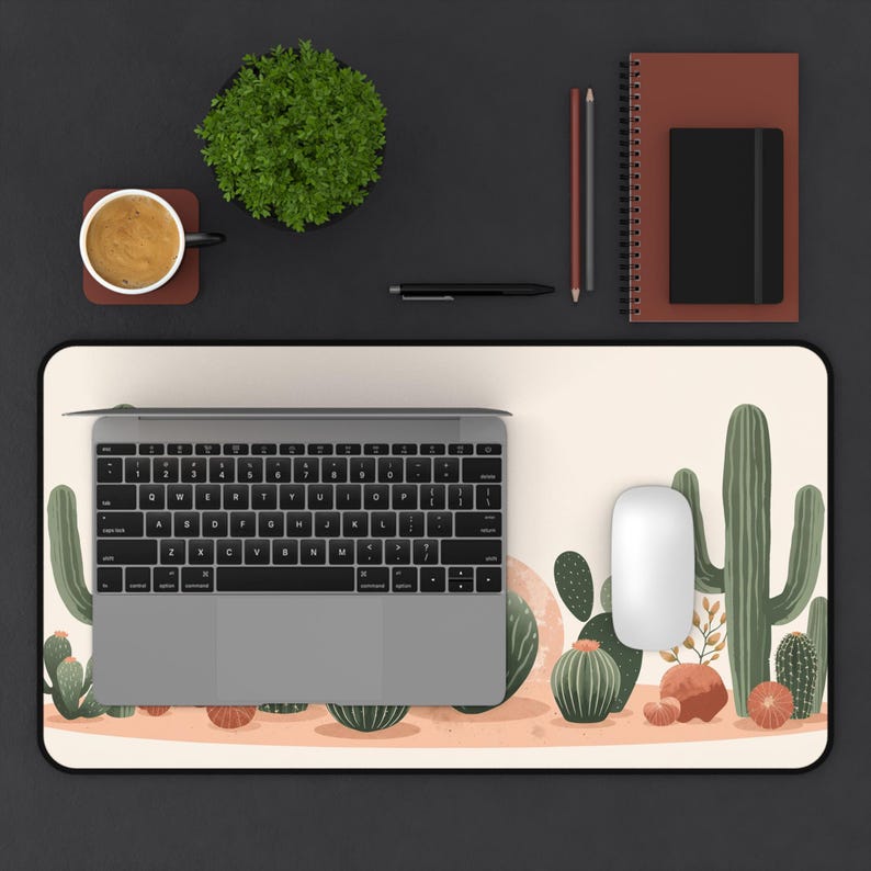 XL Cactus Desk Mat, Desert Boho Workspace Decor, XL Mouse Pad ...
