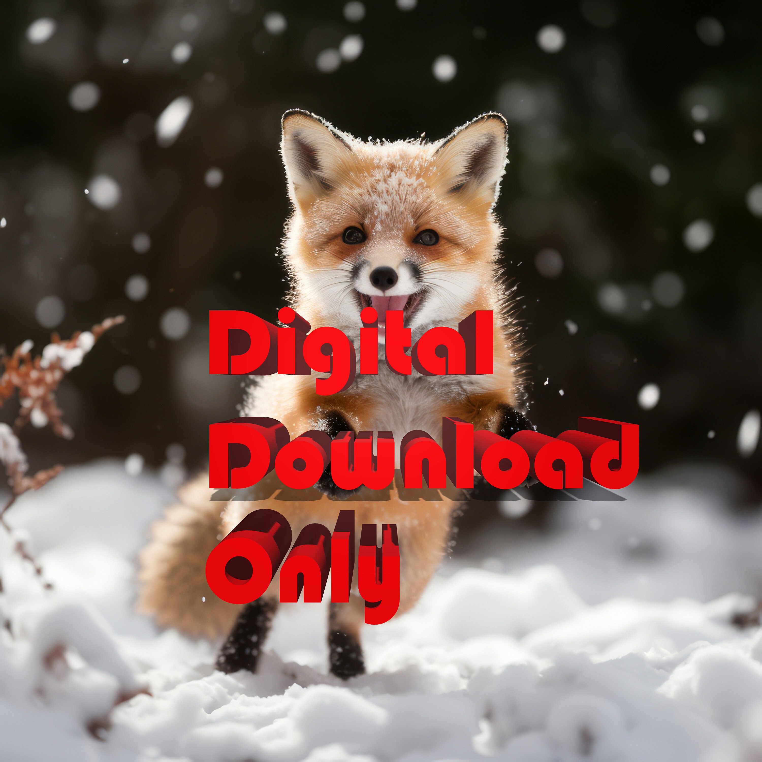 Cute Fox Digital Print Animal Printable Forest Wall Art Decor Artwork ...