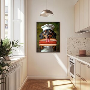DACHSHUND Dog DIGITAL PRINT Funny Animal Eating Hot-dog Weiner Sausage ...
