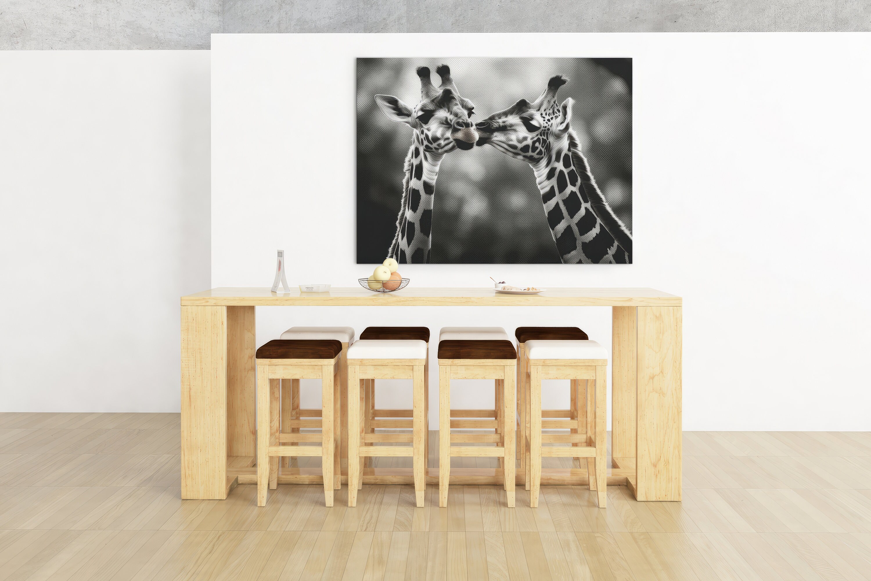 Cute Giraffe Couple Kissing Digital Print Animal Poster Printable Wall ...