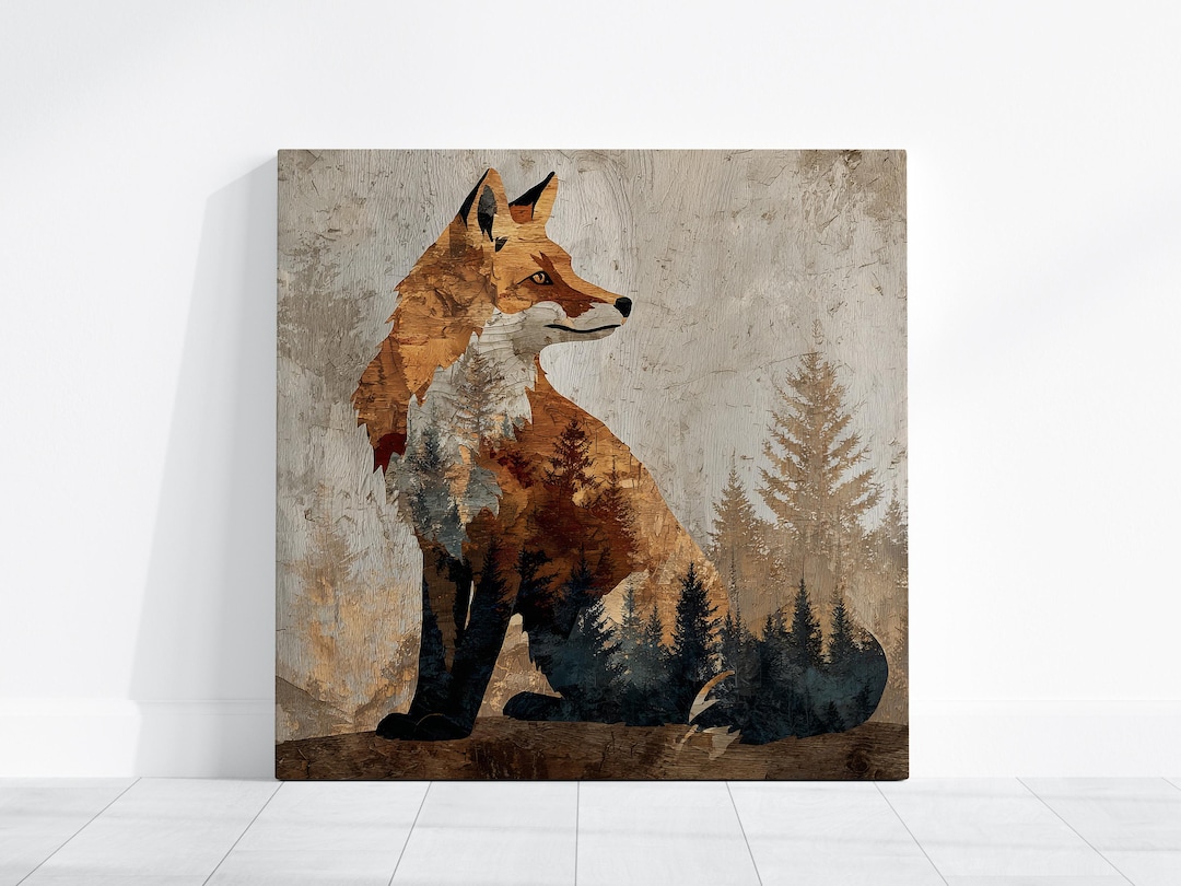 Ready to Hang FOX CANVAS - Forest Woodland POSTER Rustic Red Fox Wall ...
