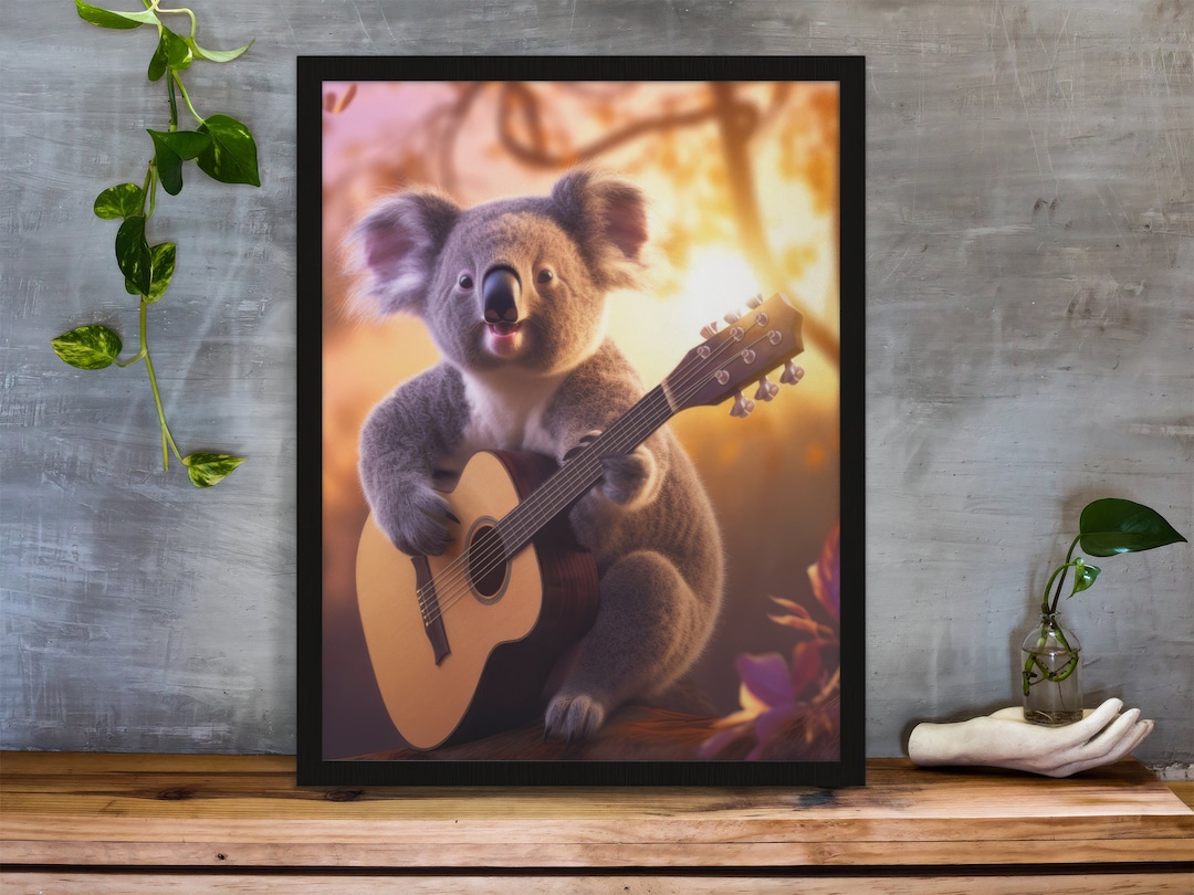 Koala Playing Guitar Digital Print Animal Printable Wall Art Decor ...