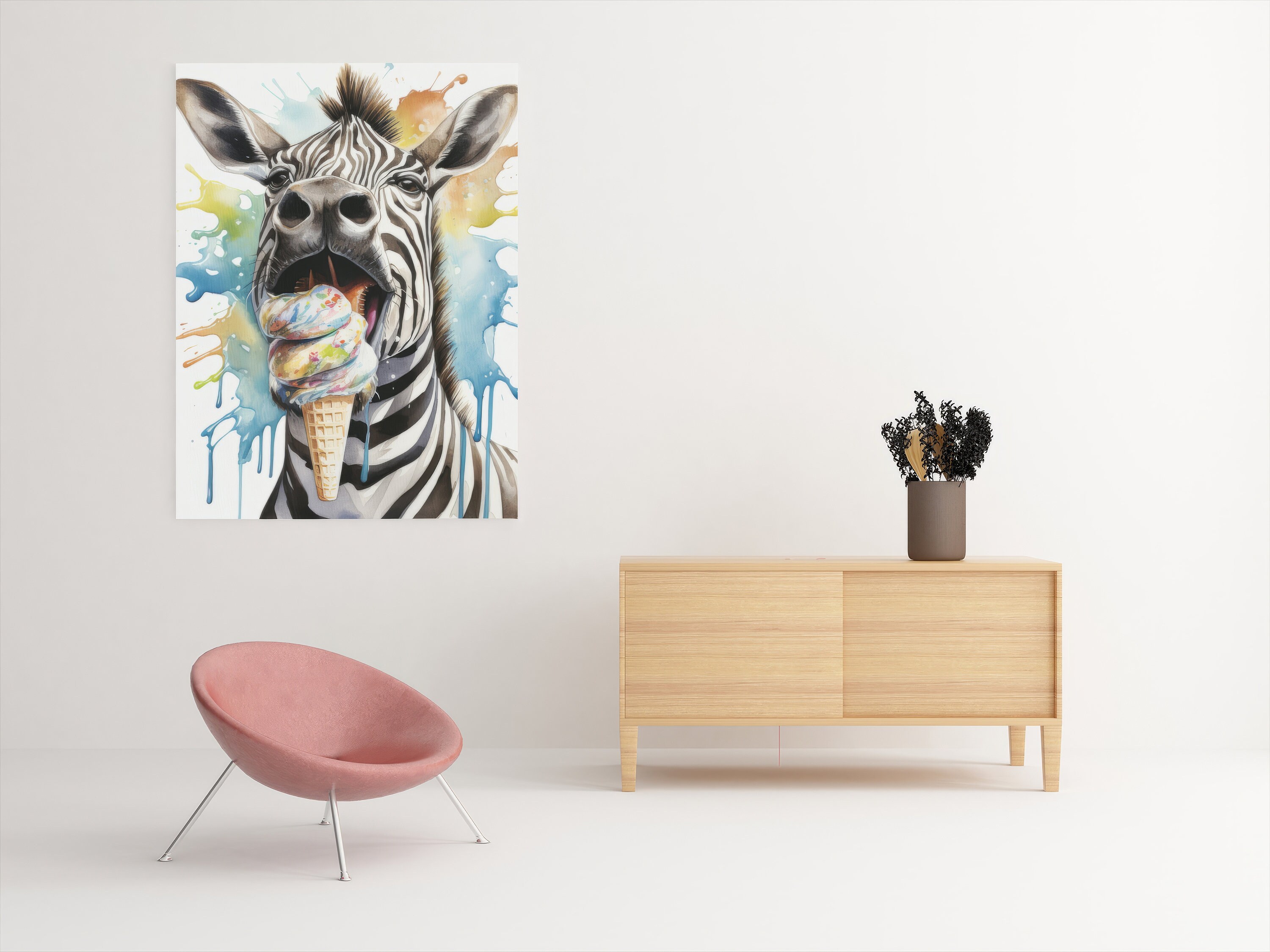 Zebra Eating Ice Cream Digital Print Animal Printable Wall Art Decor ...